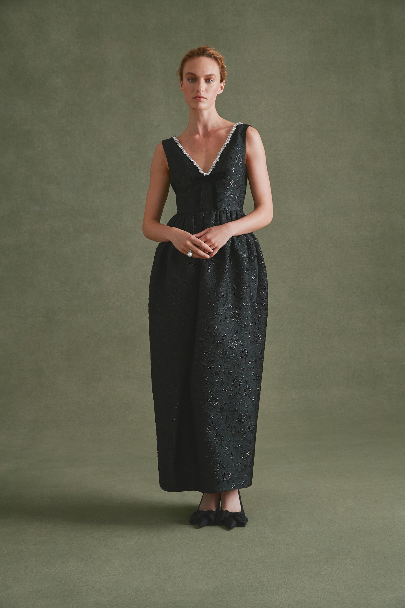 Alexandra Pijut Rainey Dress in Black Floral Brocade