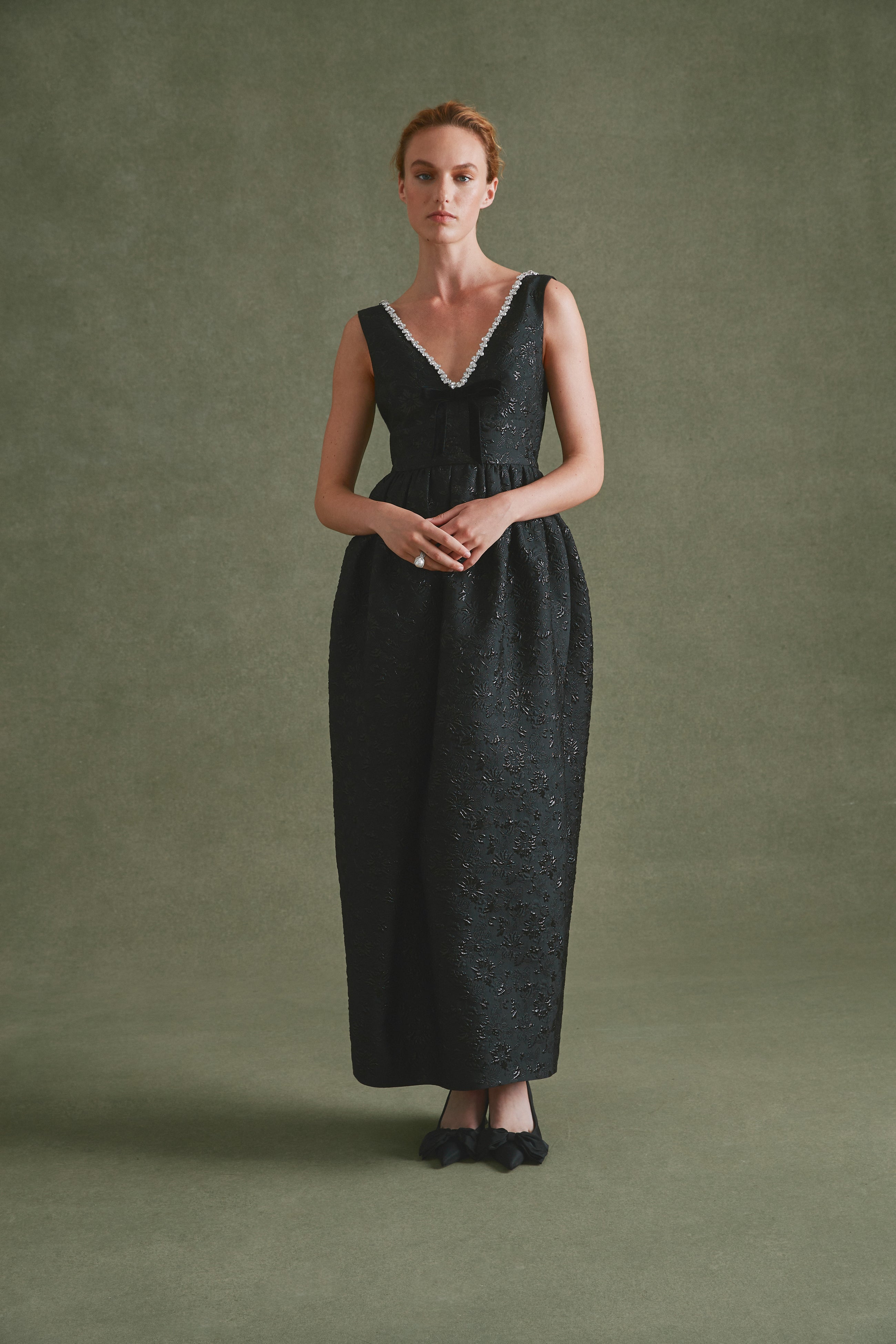 Alexandra Pijut Rainey Dress in Black Floral Brocade