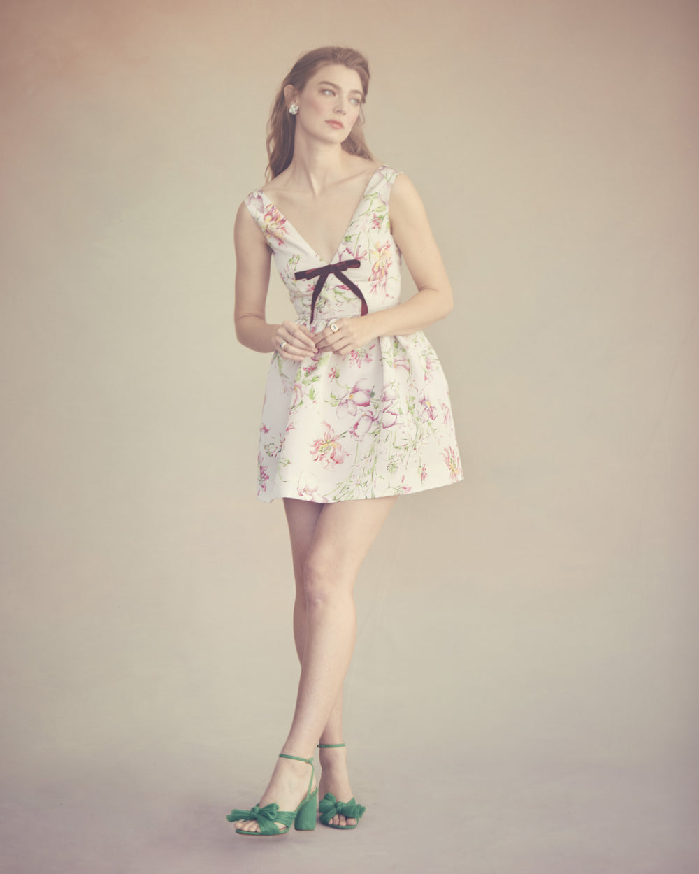 Celia Dress in Quartz Bloom Silk Faille