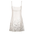 Alexandra Pijut Stella Dress in Ivory Silk Wool with Silver Fringe